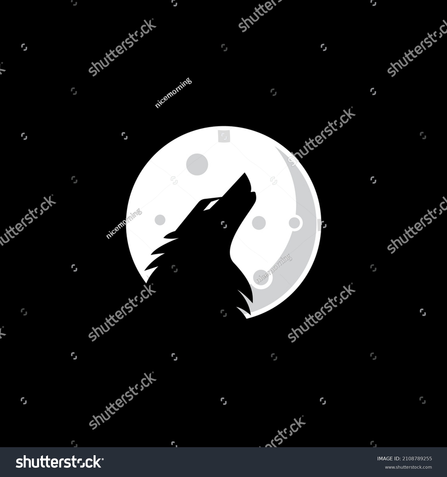 Wolf Moon Logo Design Template Stock Vector (Royalty Free) 2108789255 ...