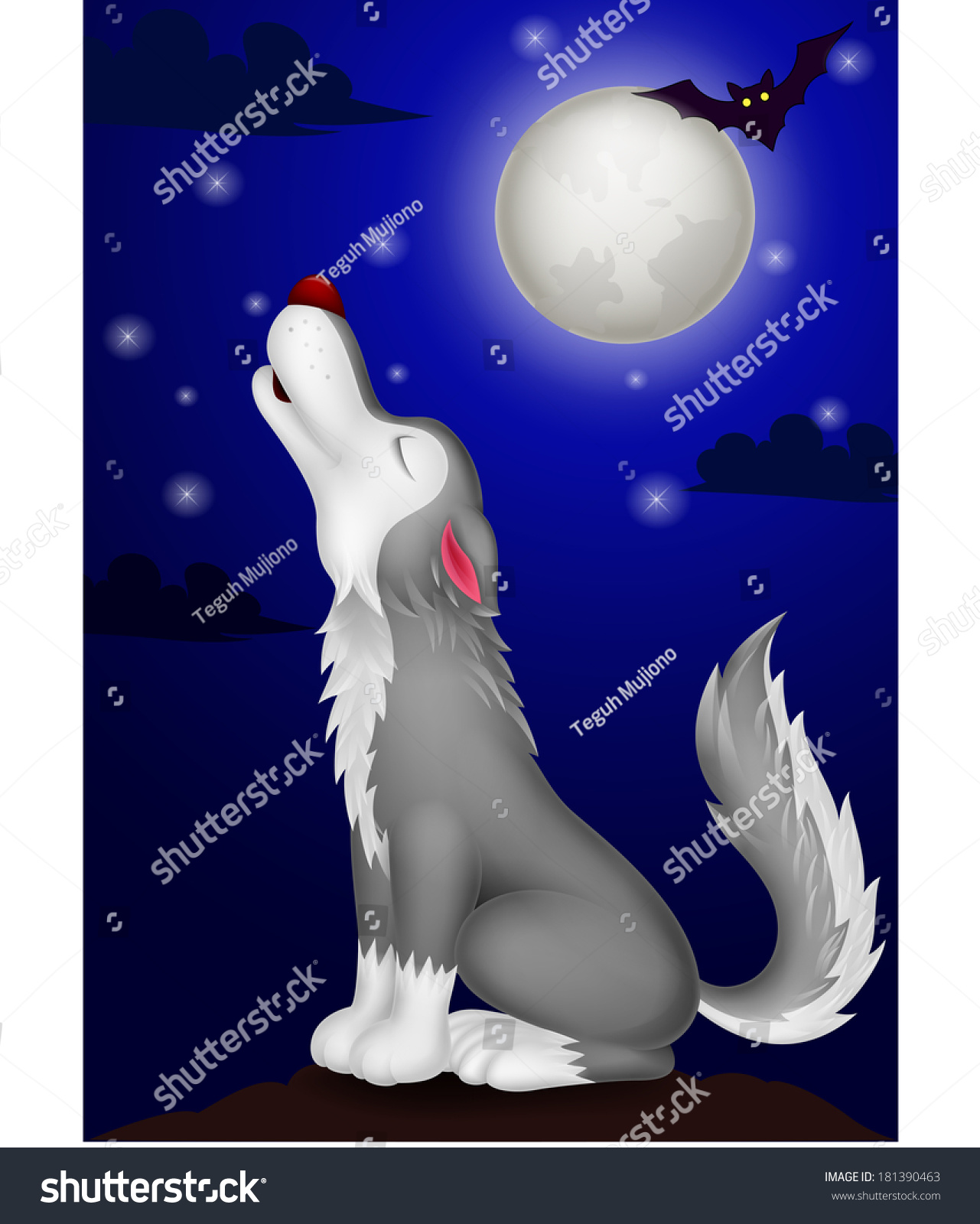 Wolf Cartoon Howling: เวกเตอร์สต็อก (ปลอดค่าลิขสิทธิ์) 181390463 ...