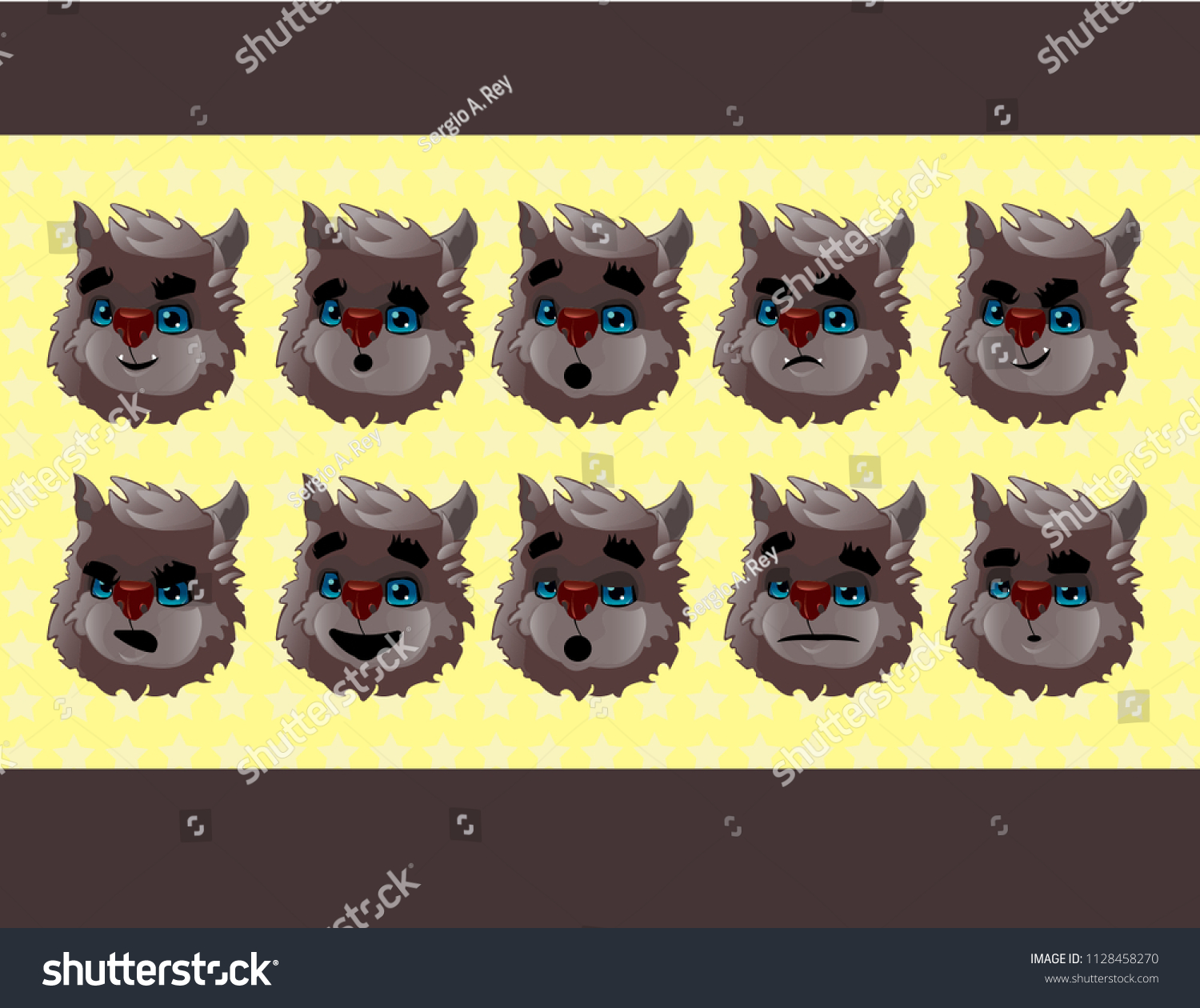 Wolf Character Faces Stock Vector (Royalty Free) 1128458270