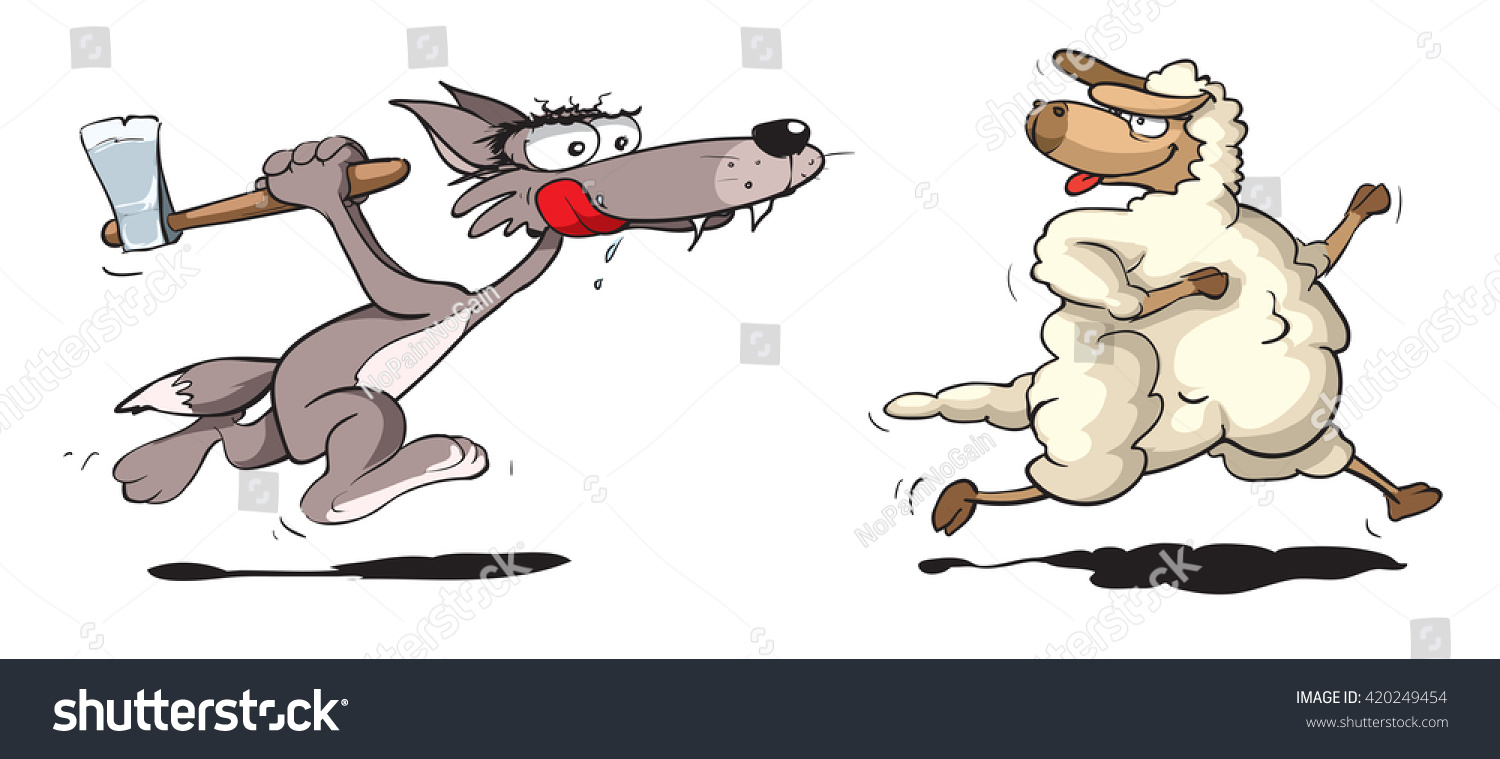 Wolf Chasing Sheep Vector Illustration Stock Vector (Royalty Free ...