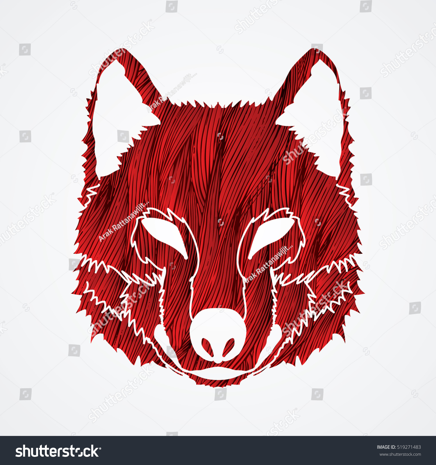 Wolf Face Front View Designed Using Stock Vector (Royalty Free) 519271483