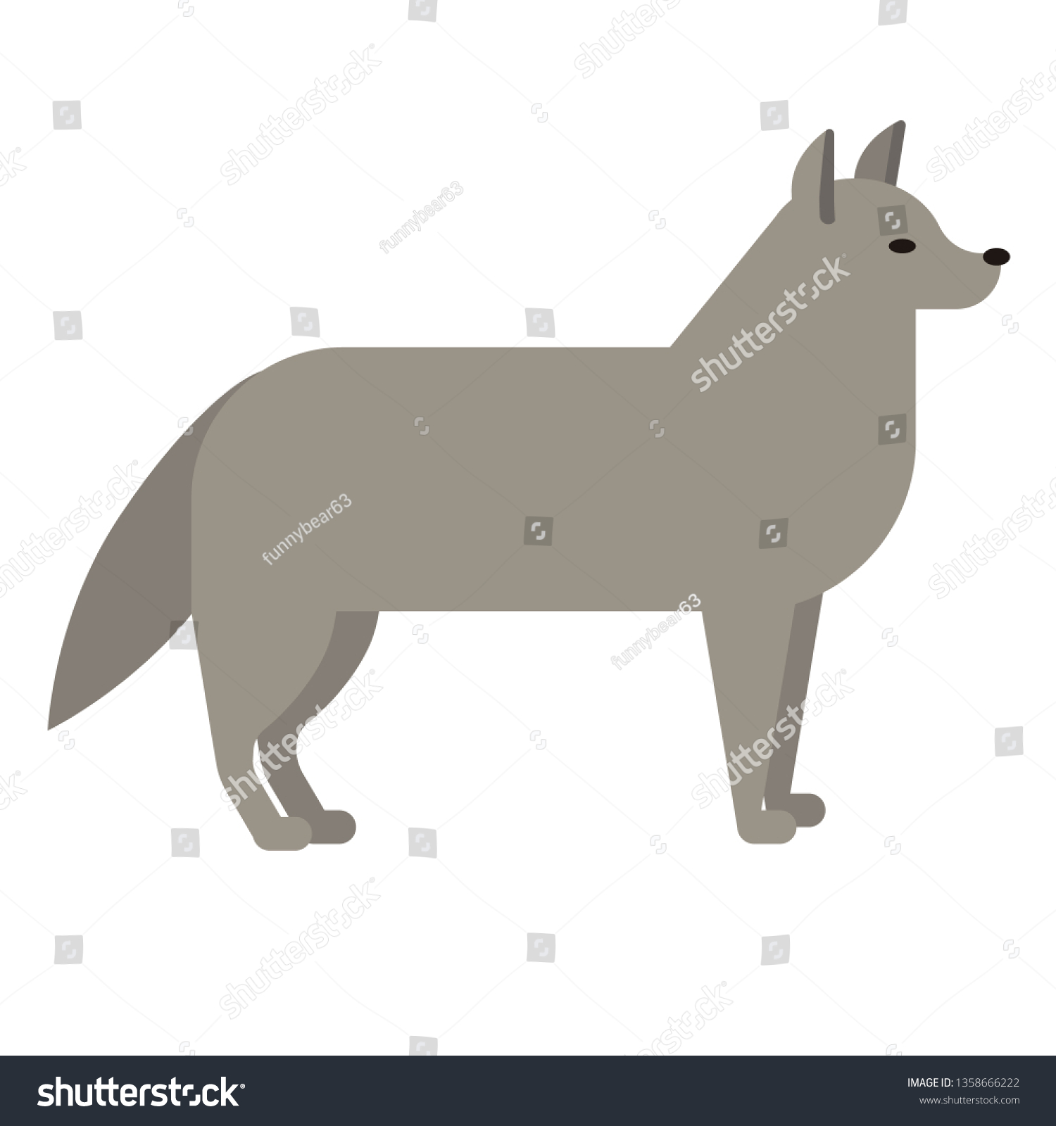 Wolf Flat Illustration On White Stock Vector (Royalty Free) 1358666222 ...