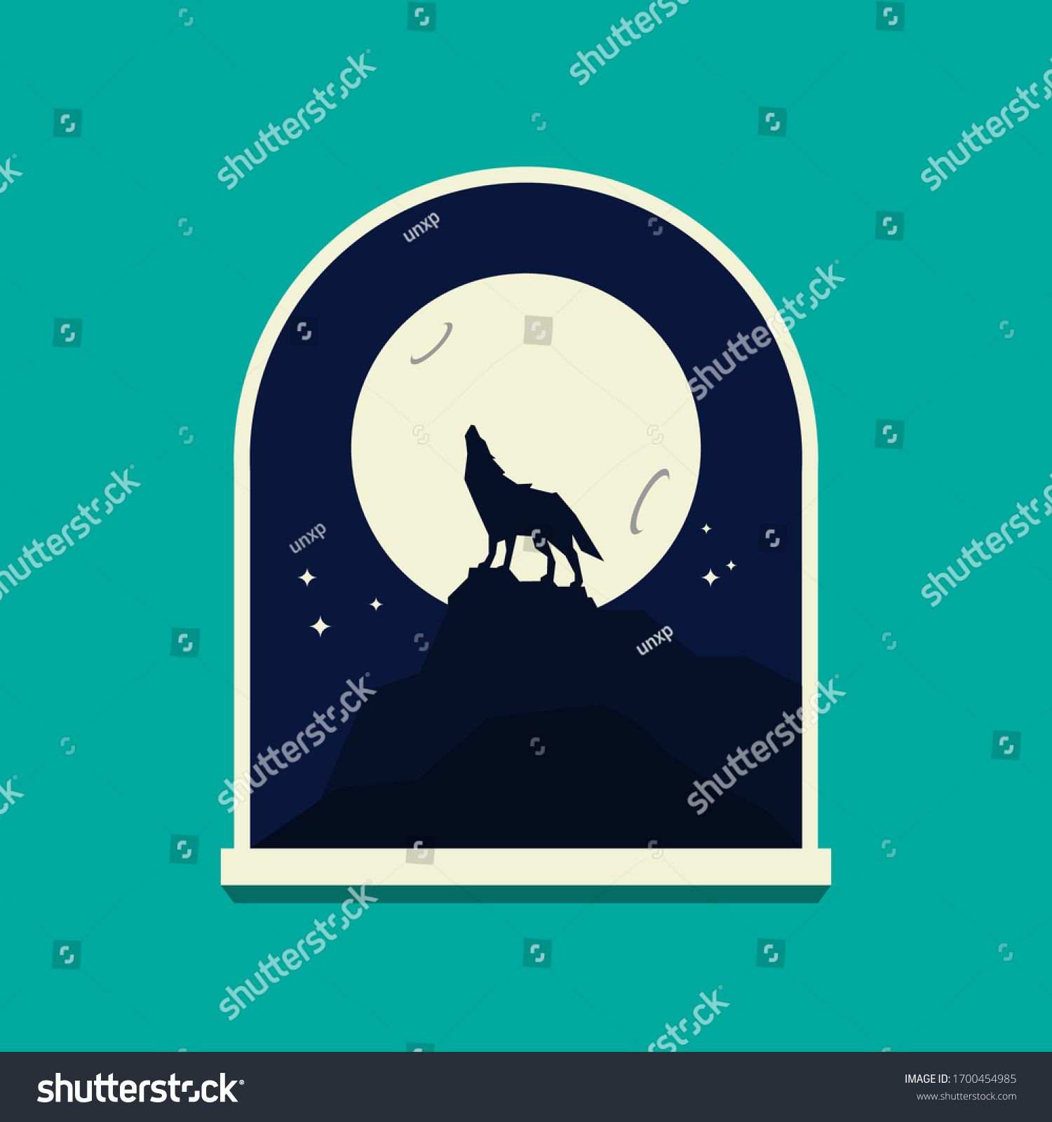 Wolf Window Poster Vector Social Media Stock Vector (Royalty Free ...