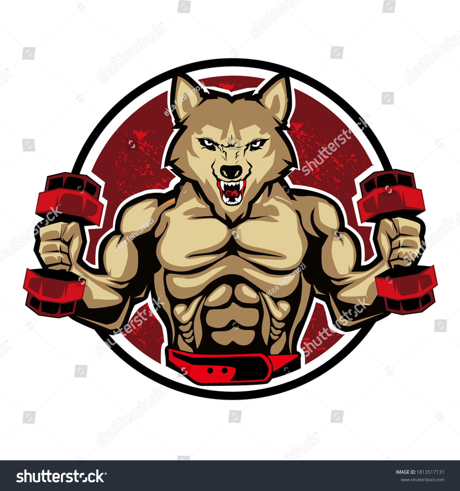 Wolf Gym Logo Cartoon Vector Stock Vector (Royalty Free) 1813517131
