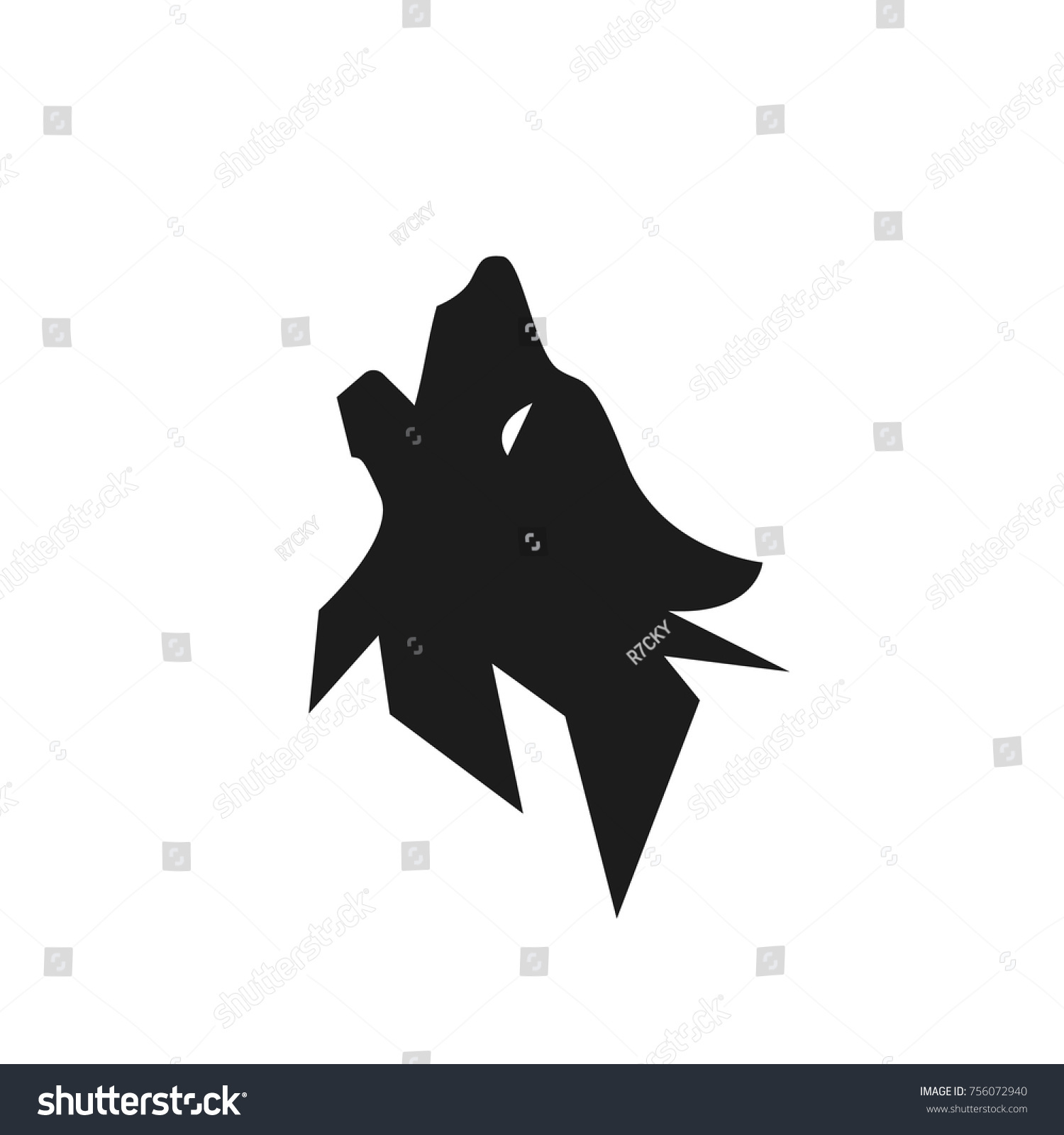 Wolf Head Howling Silhouette Stock Vector (Royalty Free) 756072940