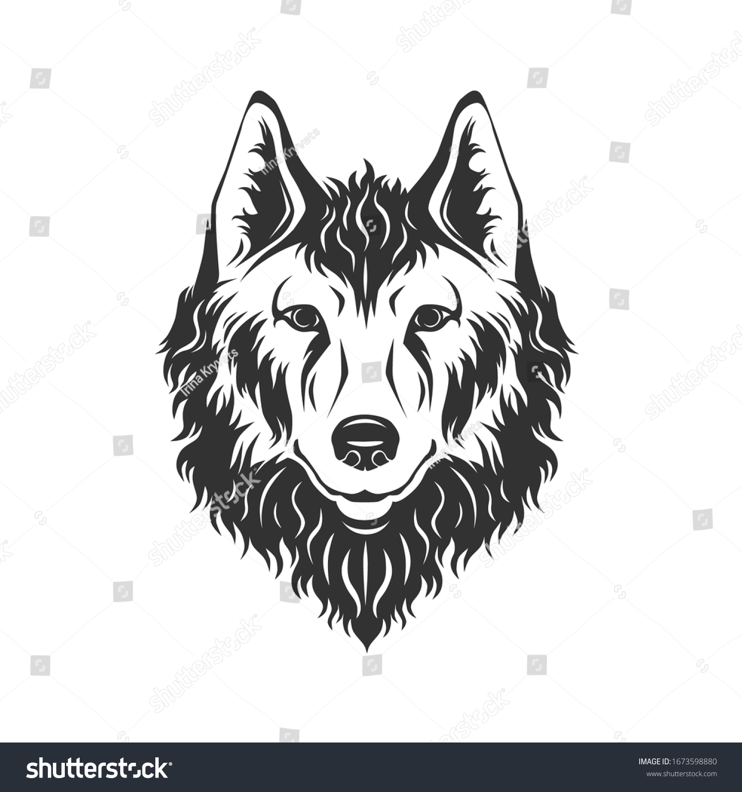 Wolf Head Isolated On White Vector Stock Vector (Royalty Free) 1673598880