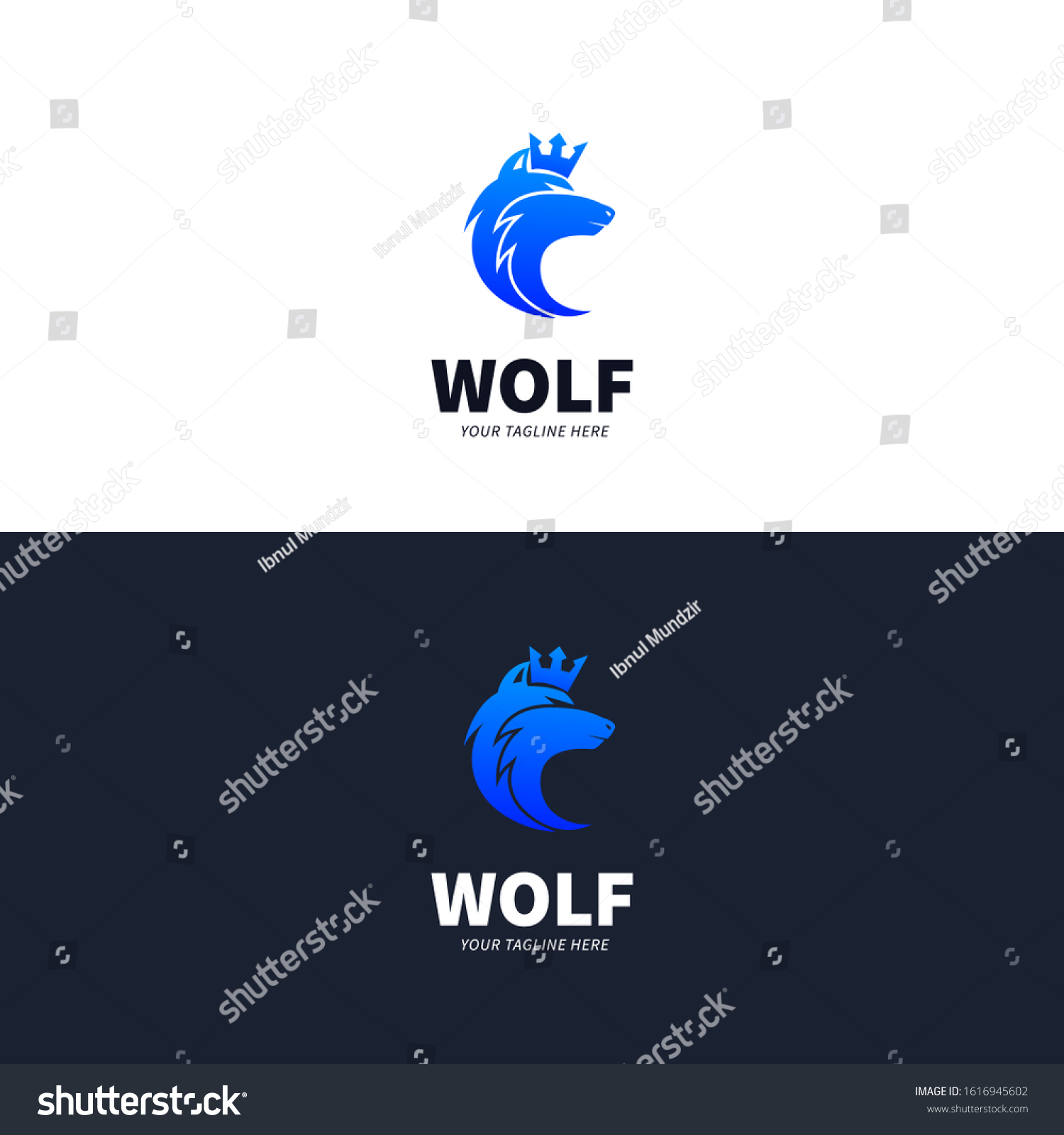 Wolf King Logo Design Gradient Illustration Stock Vector (Royalty Free ...