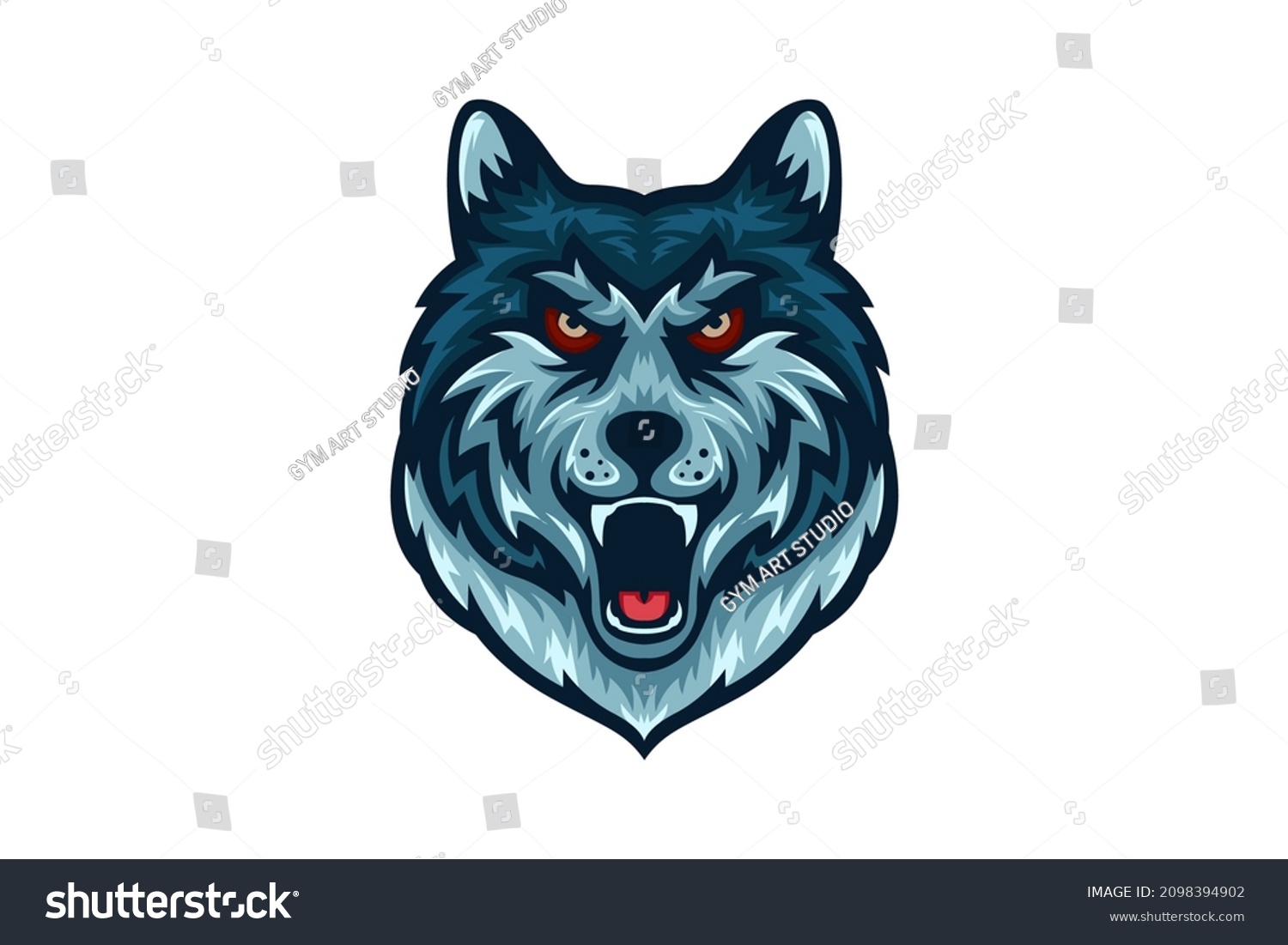 Wolf Logo Mascot Vector Drawing Stock Vector (Royalty Free) 2098394902