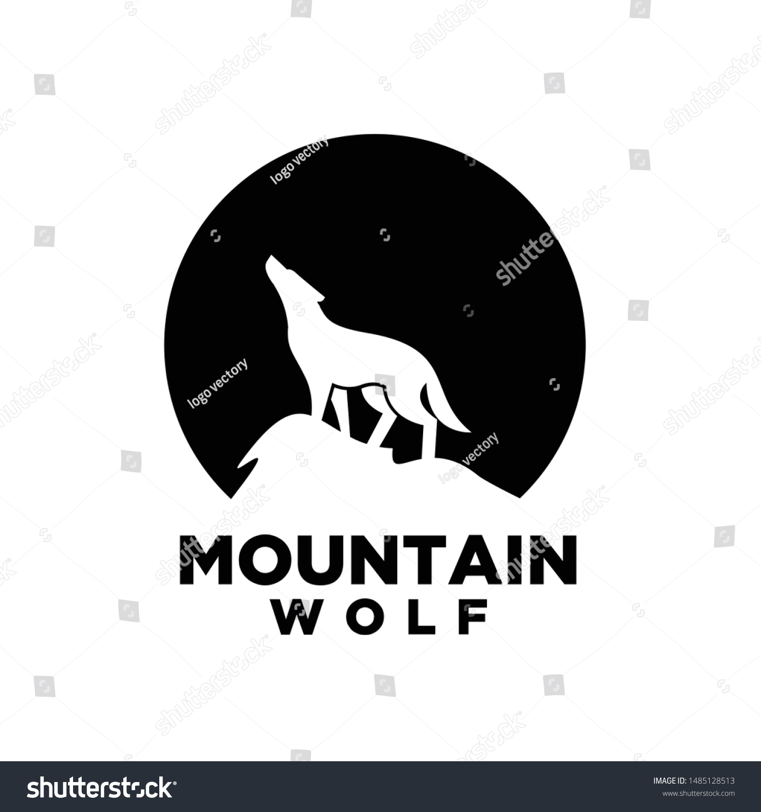 Wolf Mountain Logo Icon Design Stock Vector (Royalty Free) 1485128513