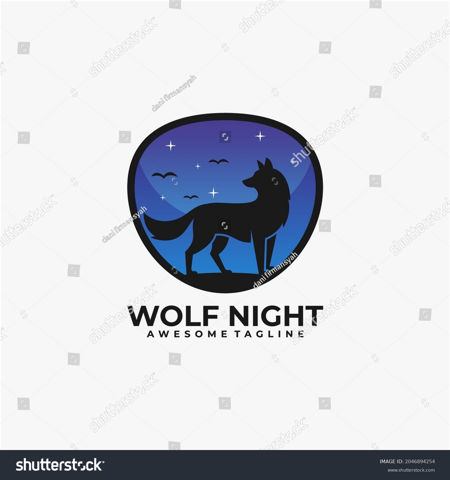 Wolf Night Logo Design Vector Stock Vector (Royalty Free) 2046894254 ...