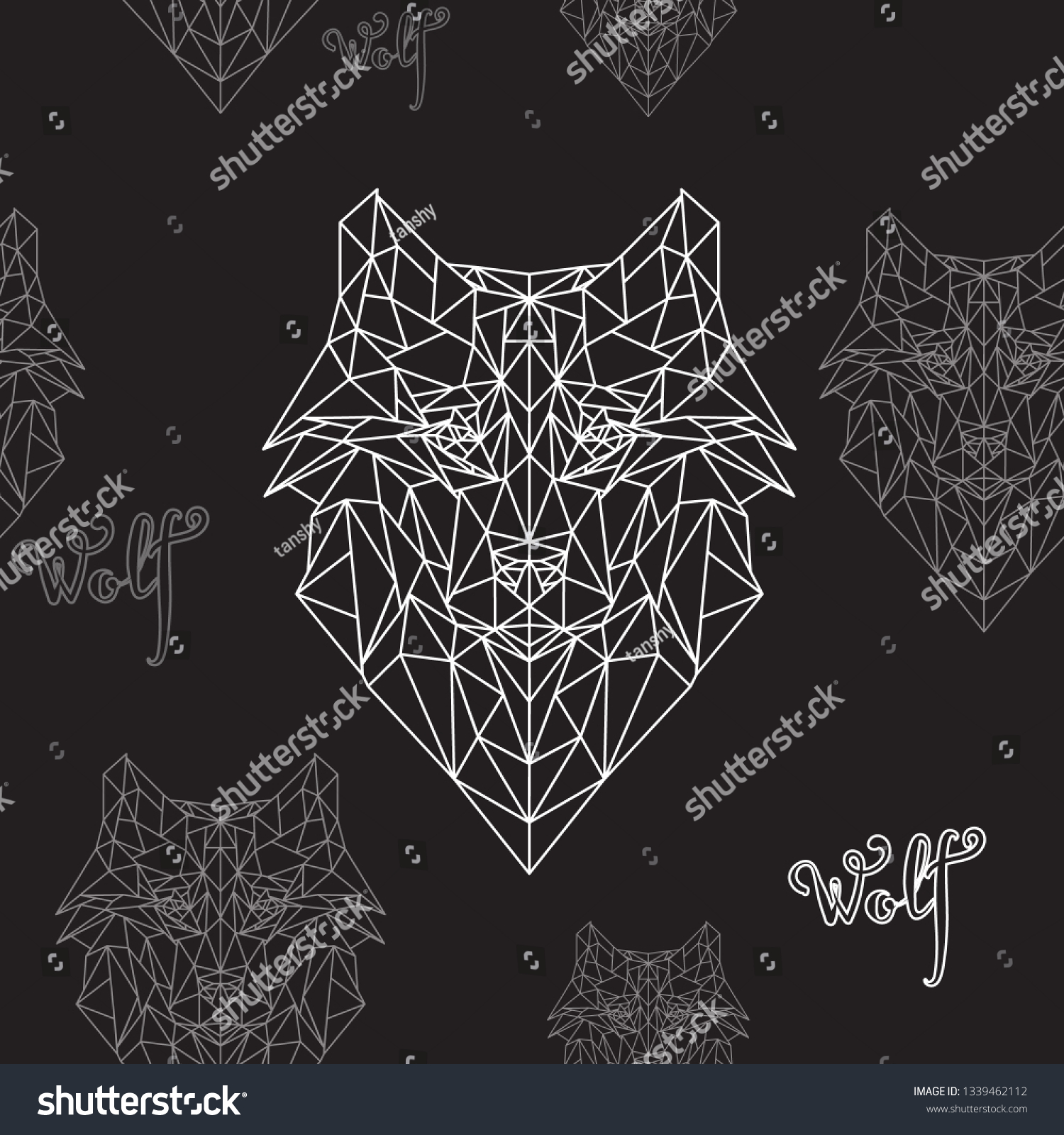 Wolf Polygons Seamless Texture Illustration Vector: vector de stock ...