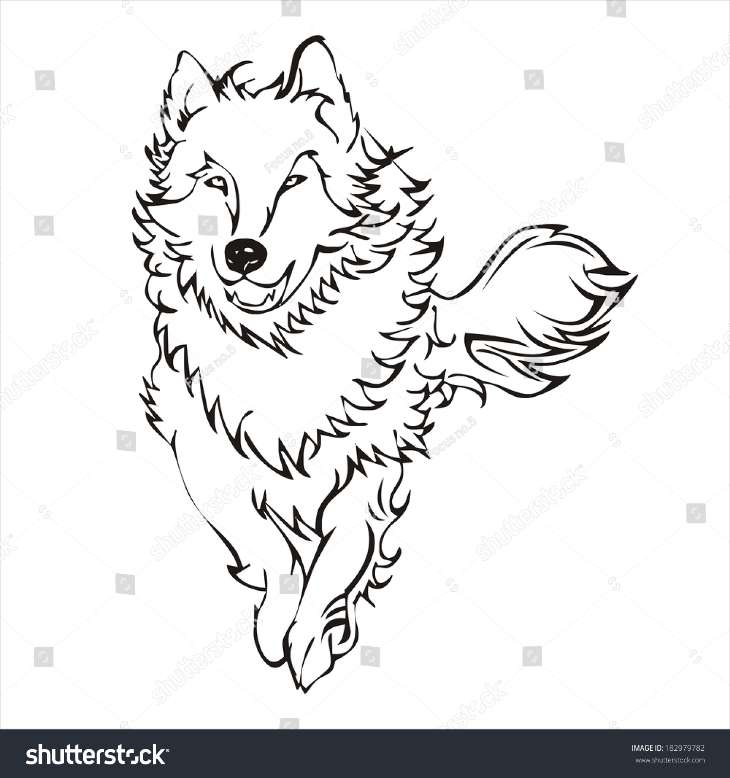 Wolf Running Tattoo Vector Stock Vector (Royalty Free) 182979782