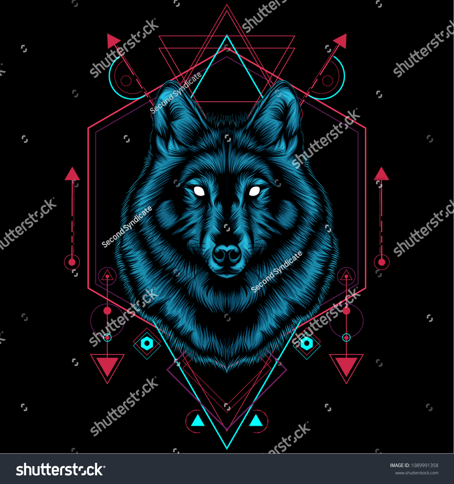 Wolf Sacred Geometry Stock Vector (Royalty Free) 1089991358