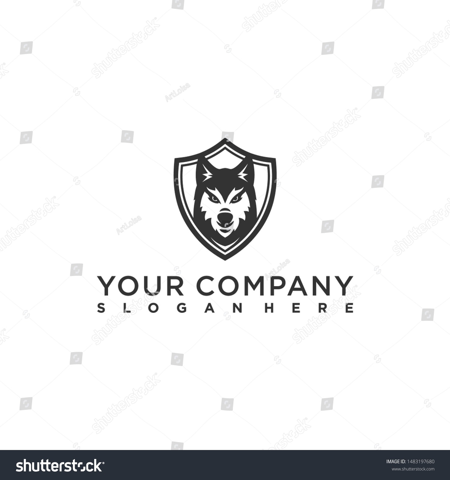 Wolf Shield Esport Logo Design Concept: vector de stock (libre de ...