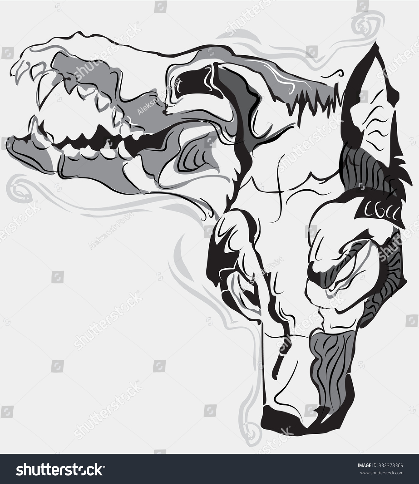 Wolf Skull Tattoo Graphics Drawing: เวกเตอร์สต็อก (ปลอดค่าลิขสิทธิ์ ...