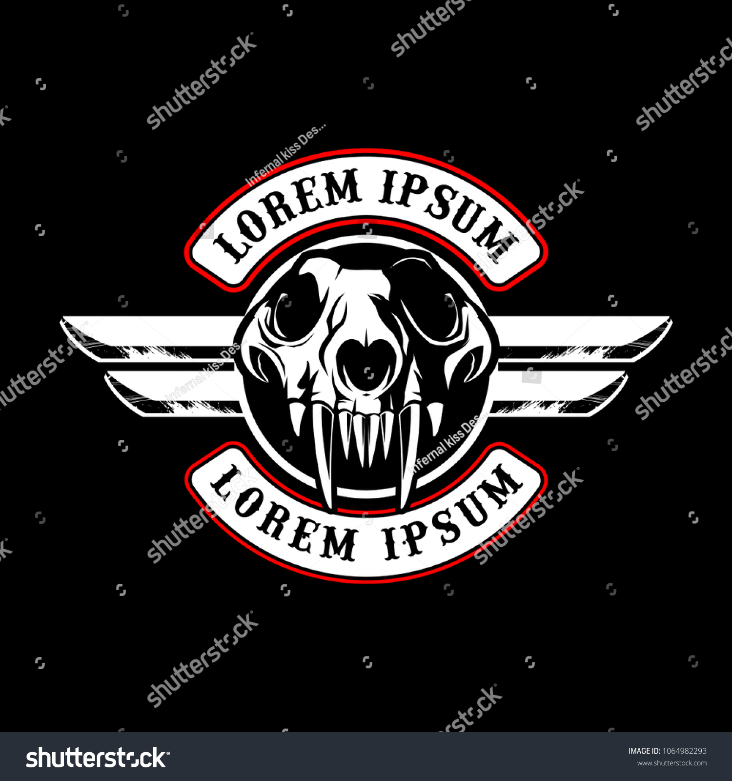 Wolf Skull Metal Wing Vector Logo: vetor stock (livre de direitos ...