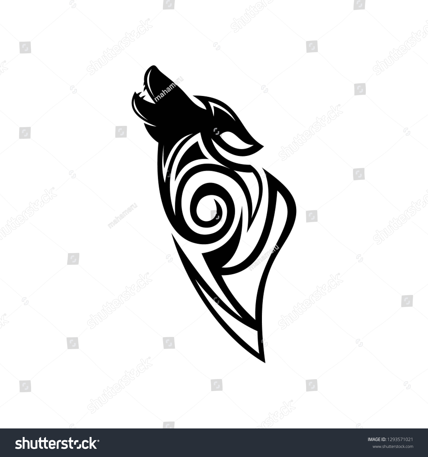 Wolf Tribal Logo Stock Vector (Royalty Free) 1293571021 | Shutterstock