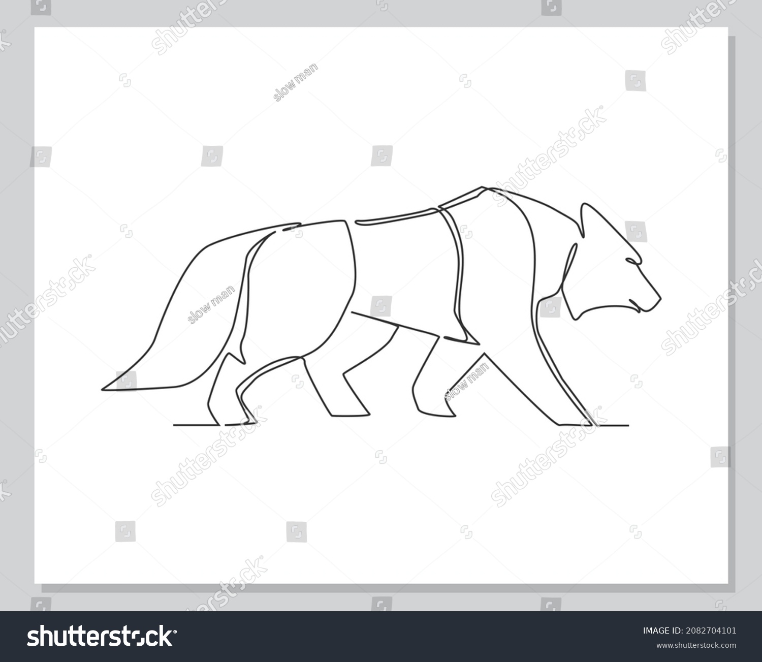 Wolf Walking Continuous One Line Illustration Stock Vector (Royalty ...