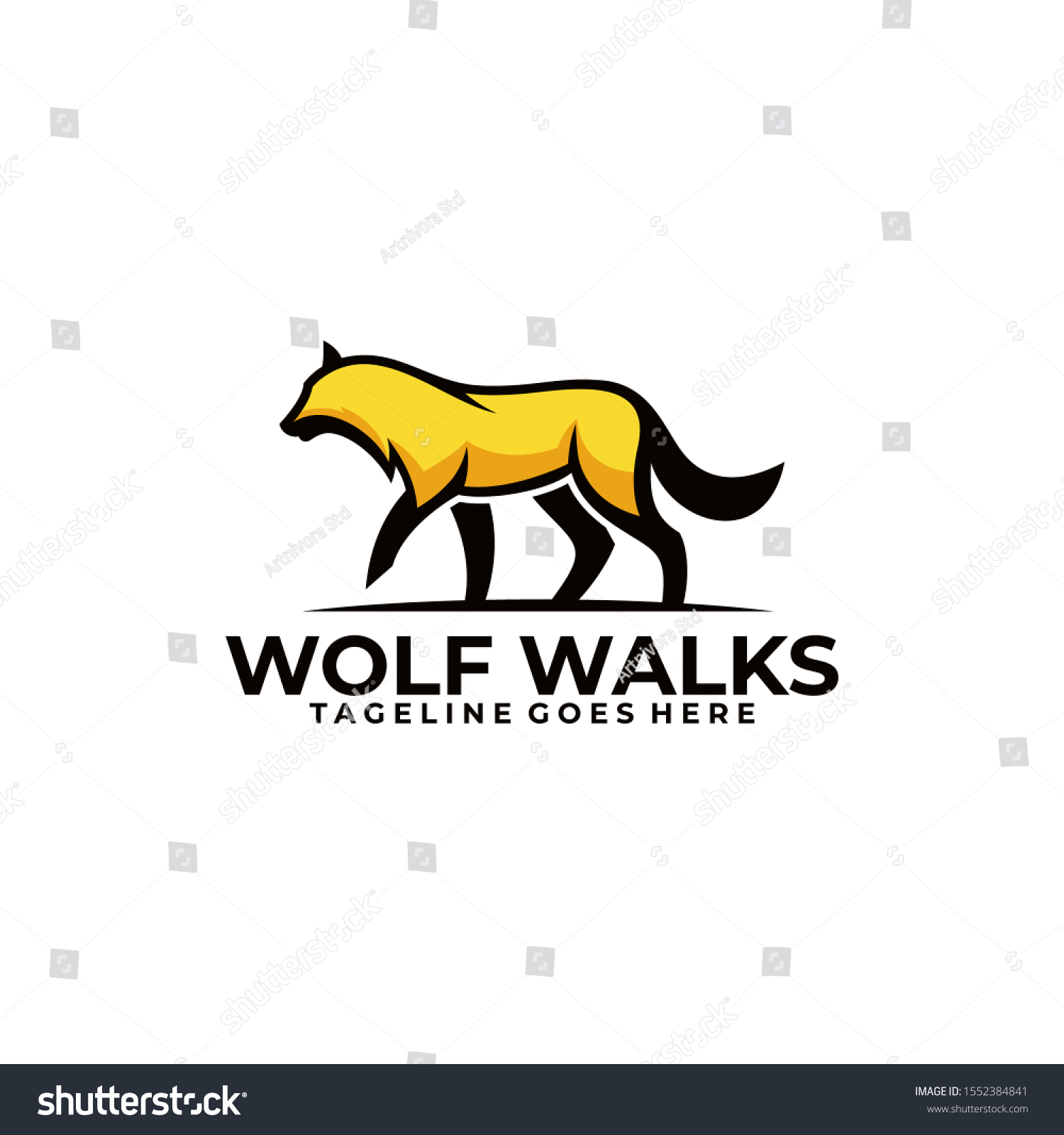 Wolf Walks Illustration Design Vector Template Stock Vector (Royalty ...