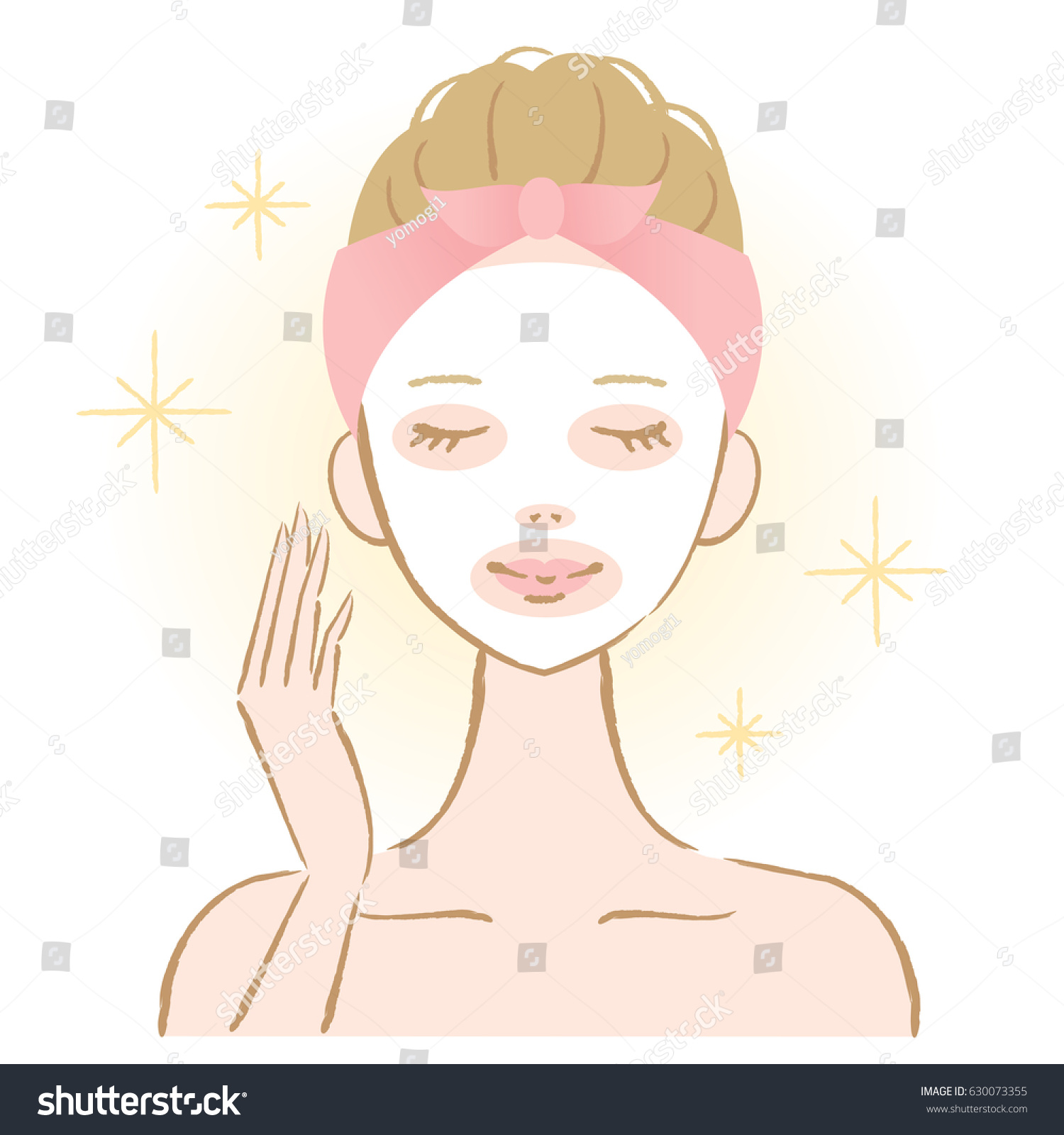 Woman Applying Face Pack Stock Vector (Royalty Free) 630073355 ...