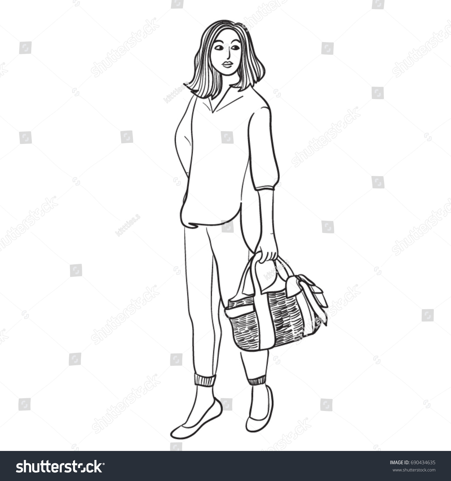 Woman Chic Vector Illustration Stock Vector (Royalty Free) 690434635 ...