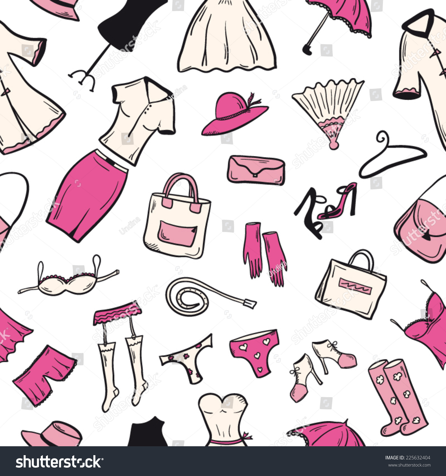 Woman Clothes Pattern Pink Stock Vector (Royalty Free) 225632404 ...