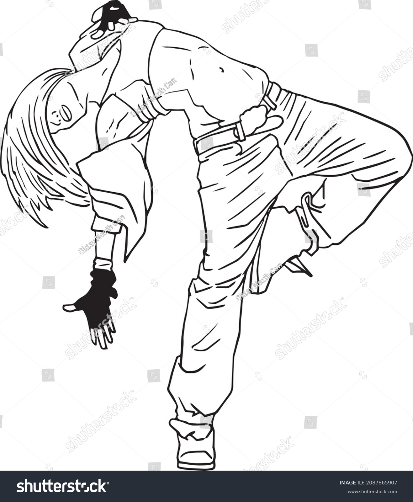 Woman Dancer Make Move Vector Drawing Stock Vector (Royalty Free ...
