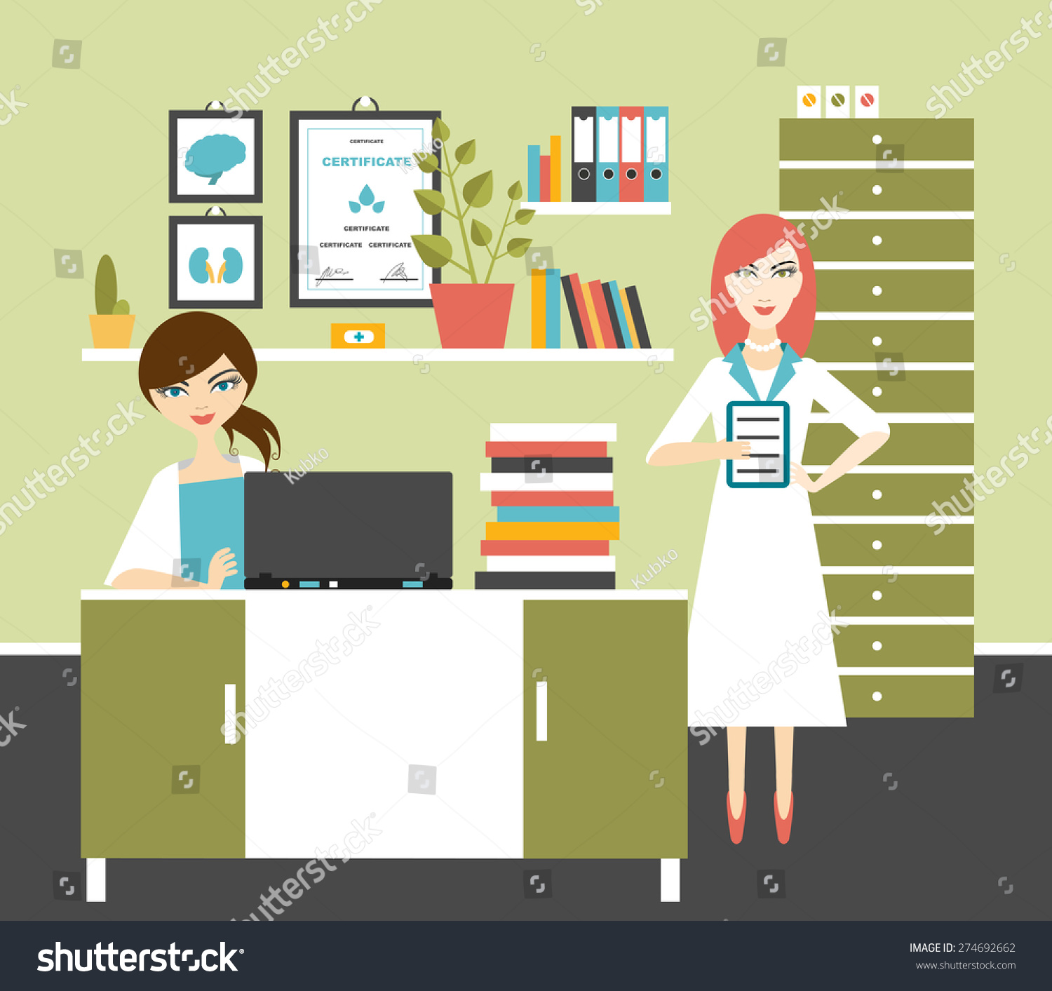 Woman Doctor Nurse Office Workplace Flat Stock Vector (Royalty Free ... Woman Doctor Nurse Office Workplace Flat Stock Vector (Royalty Free ...