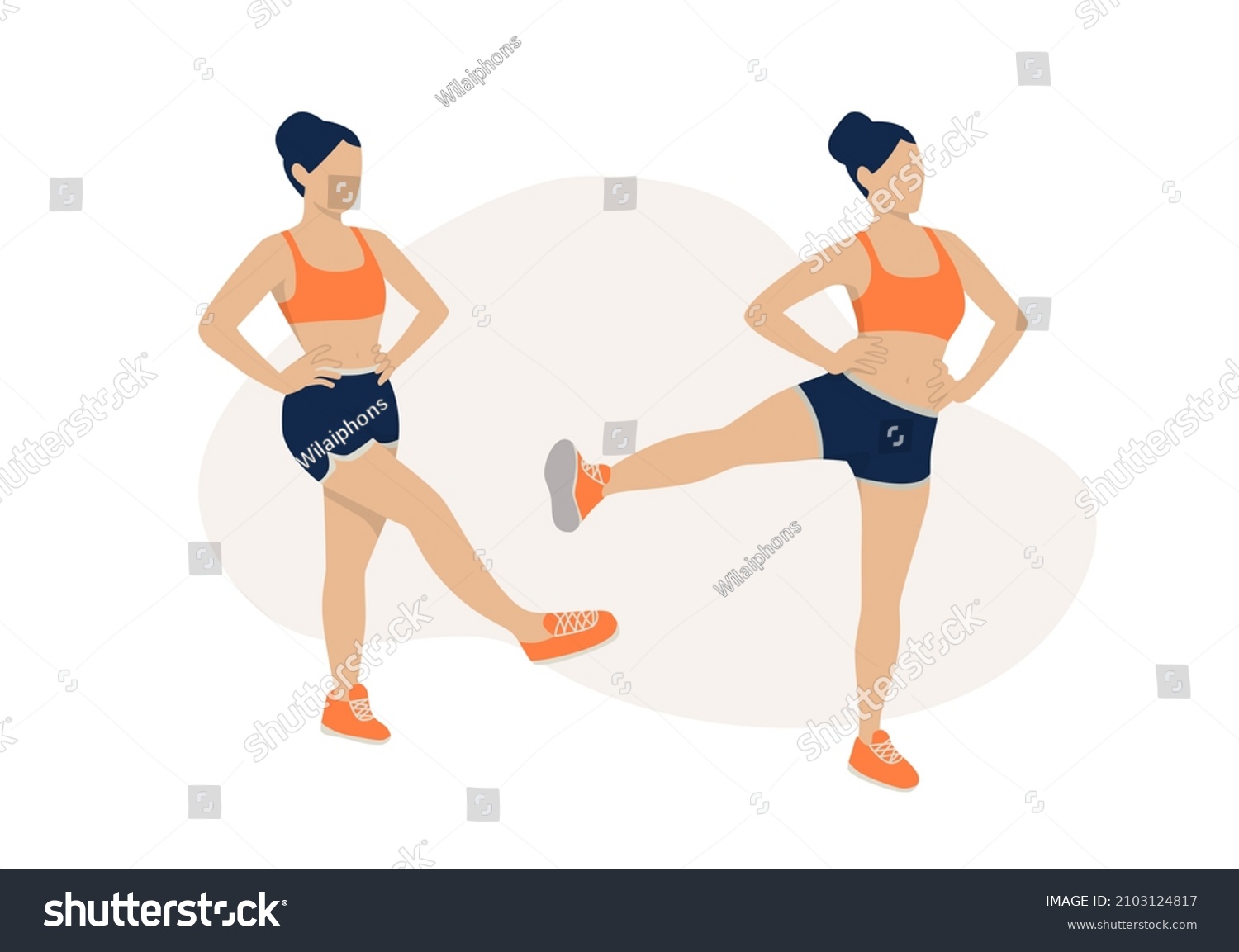 Woman Doing Leg Swing Exercise Stock Vector (Royalty Free) 2103124817 ...