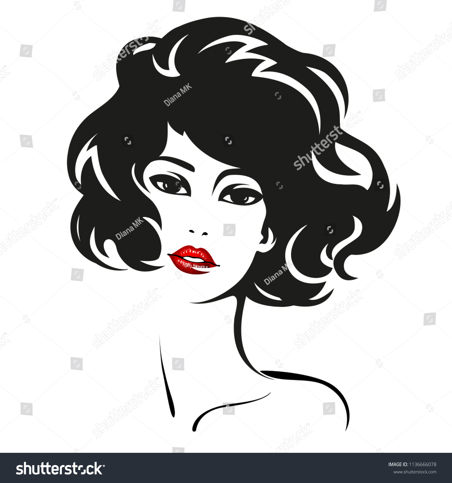 Woman Face Vector Fashion Portrait Stock Vector Royalty Free 1136666078