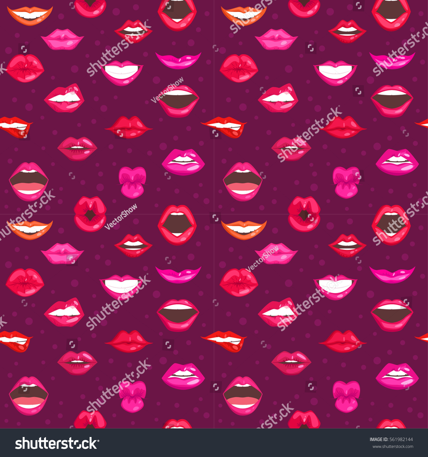 Woman Lips Seamless Pattern Stock Vector (Royalty Free) 561982144 ...