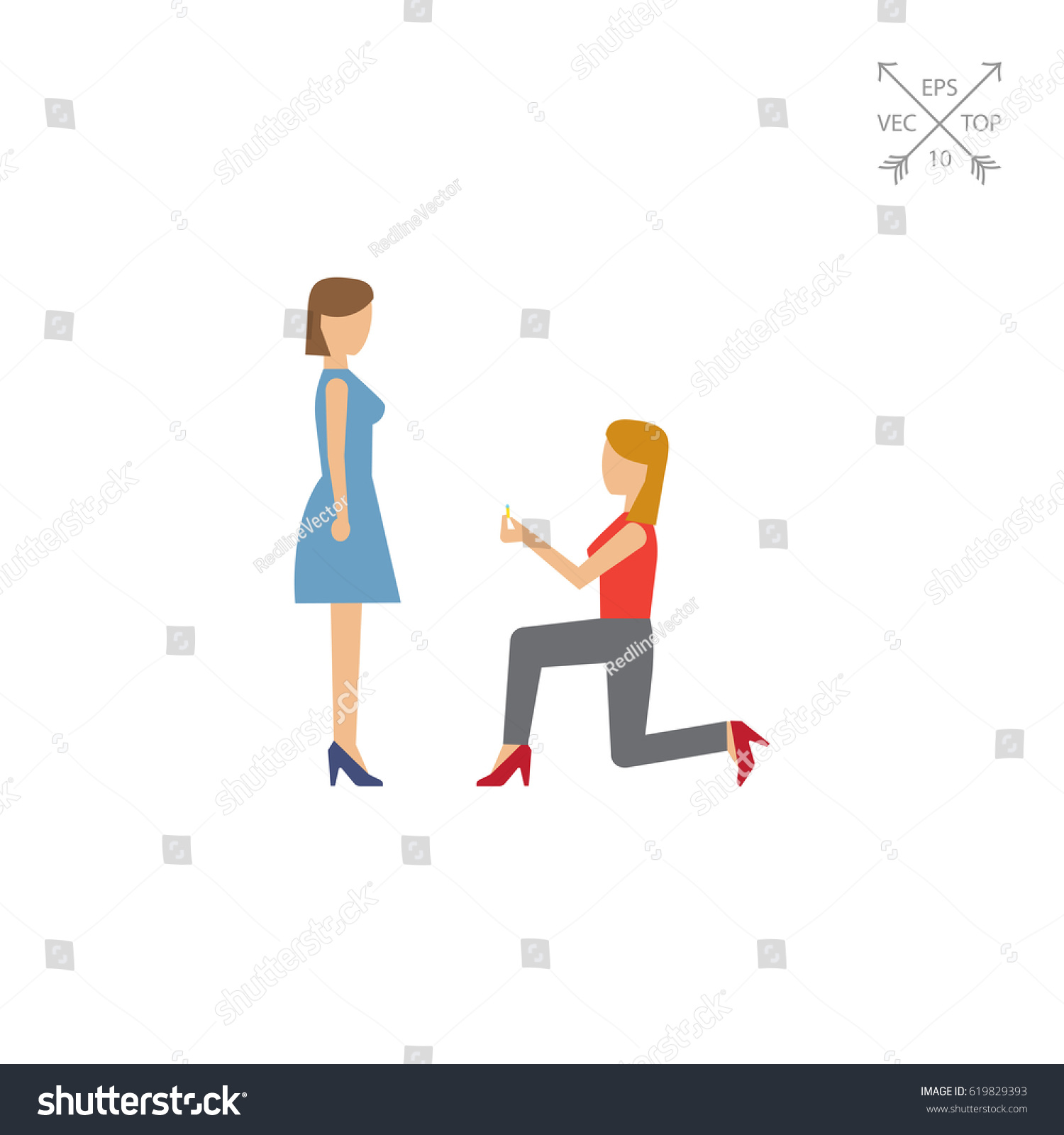 Woman Making Proposal Stock Vector (Royalty Free) 619829393 | Shutterstock