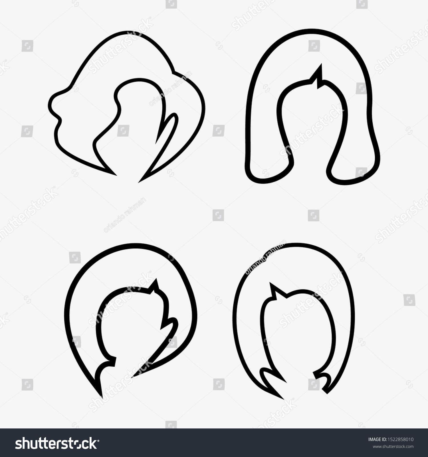 Woman Man Hair Vector Hairstyle Silhouette Stock Vector Royalty Free