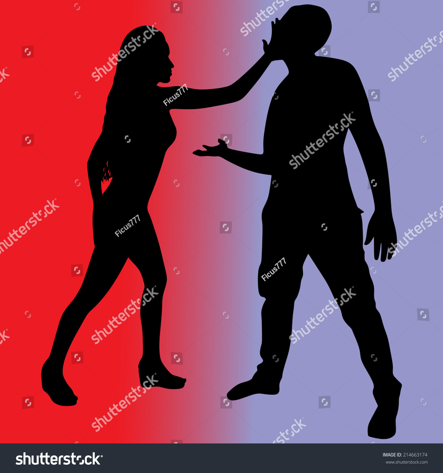 Woman Slapping Man Vector Stock Vector (Royalty Free) 214663174