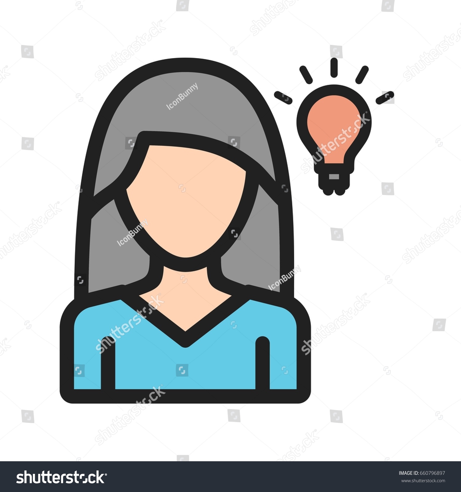 Woman Thinking Stock Vector (Royalty Free) 660796897 | Shutterstock