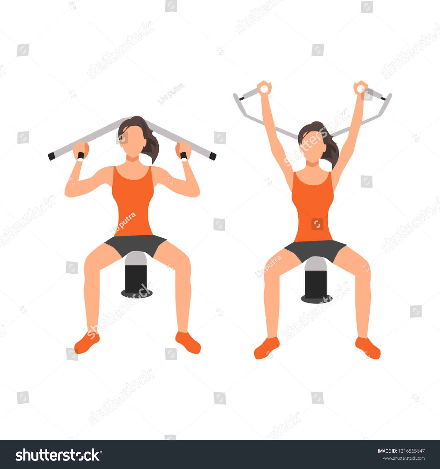 Woman Using Shoulder Press Machine Exercise Stock Vector (Royalty Free ...