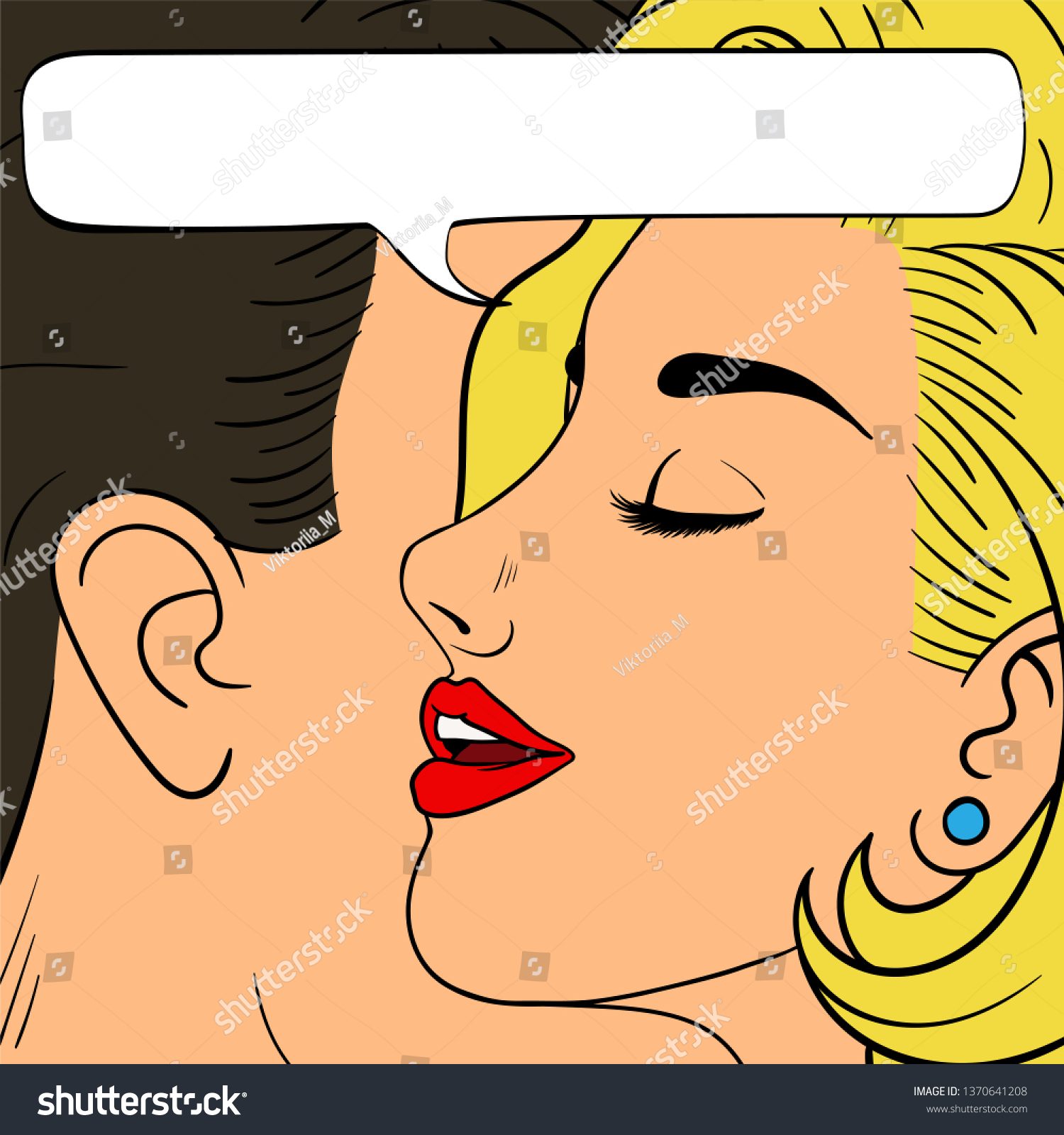 Woman Whispering Man Ear Pop Art Stock Vector Royalty Free 1370641208 Shutterstock