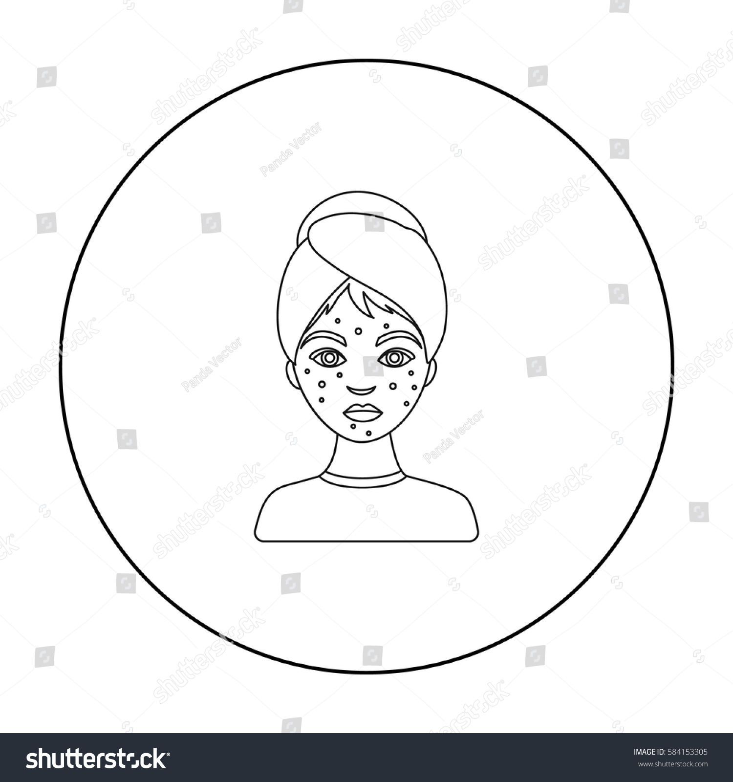 Woman Acne Icon Outline Style Isolated Stock Vector Royalty Free