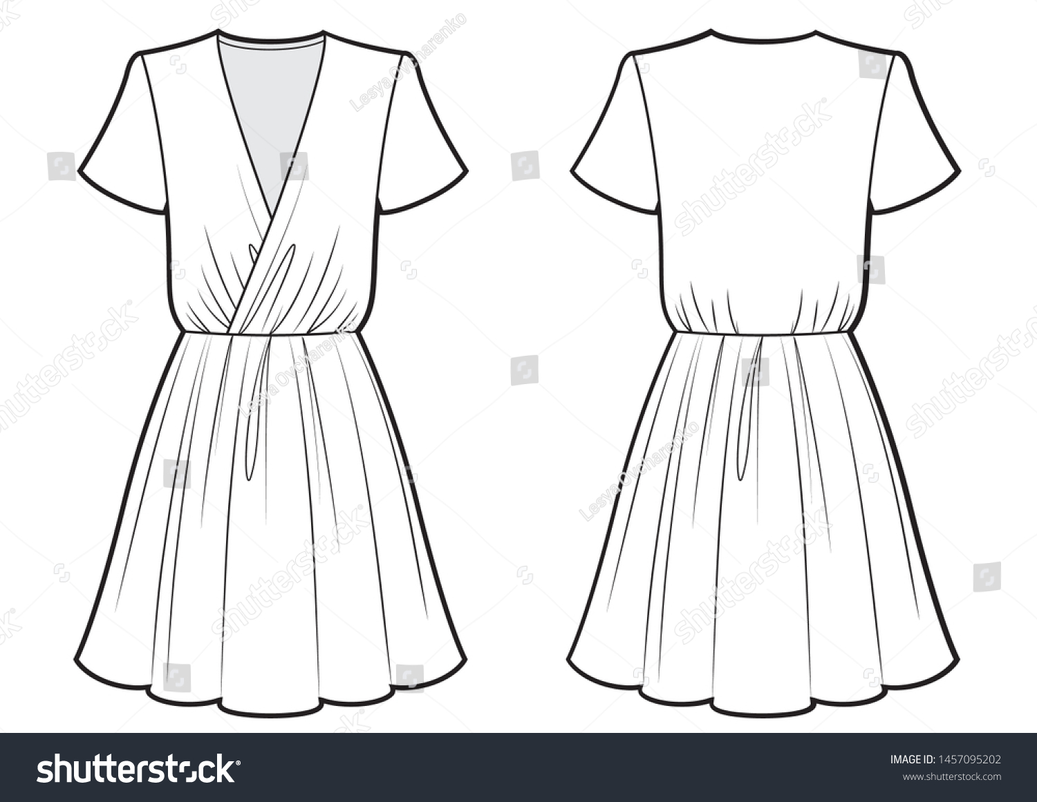 Womans Dress Folds Bw Sketch Stock Vector (Royalty Free) 1457095202 Womans Dress Folds Bw Sketch Stock Vector (Royalty Free) 1457095202
