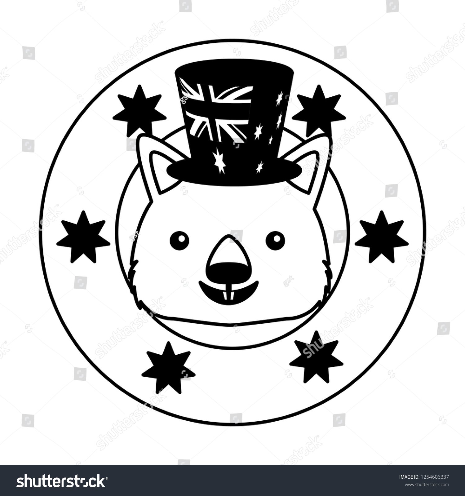 Wombat Hat Australian Flag Emblem Stock Vector (Royalty Free ...