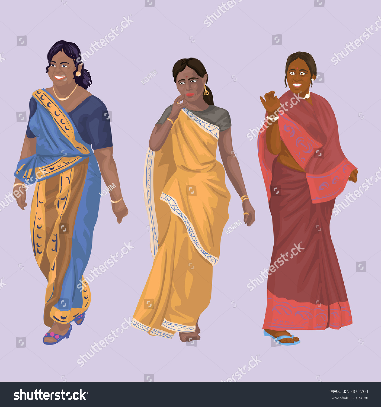Women Traditional Indian Clothing Indian Women 库存矢量图(免版税)564602263