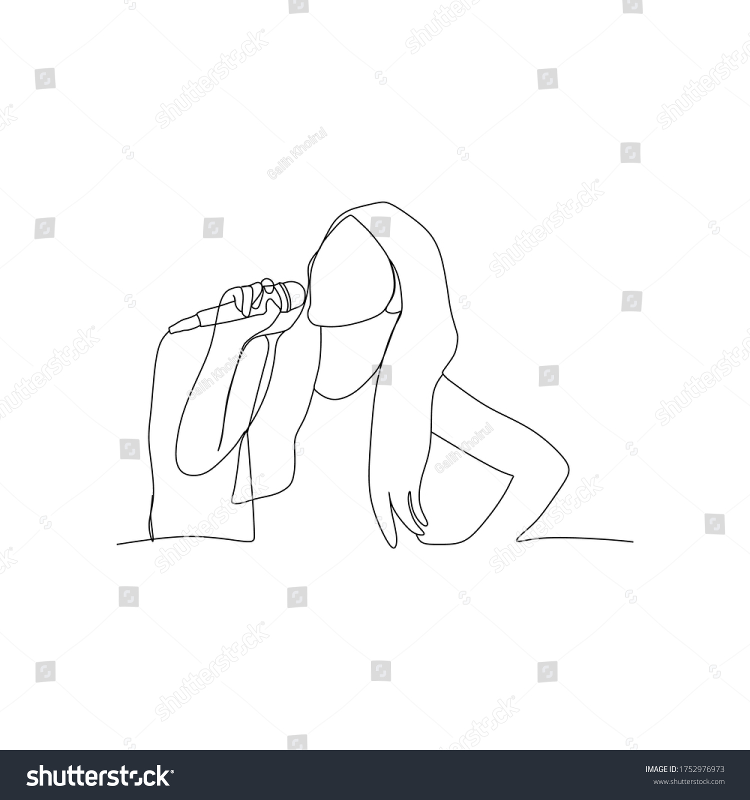 Women Singer Continuous Line Vector Stock Vector (Royalty Free) 1752976973