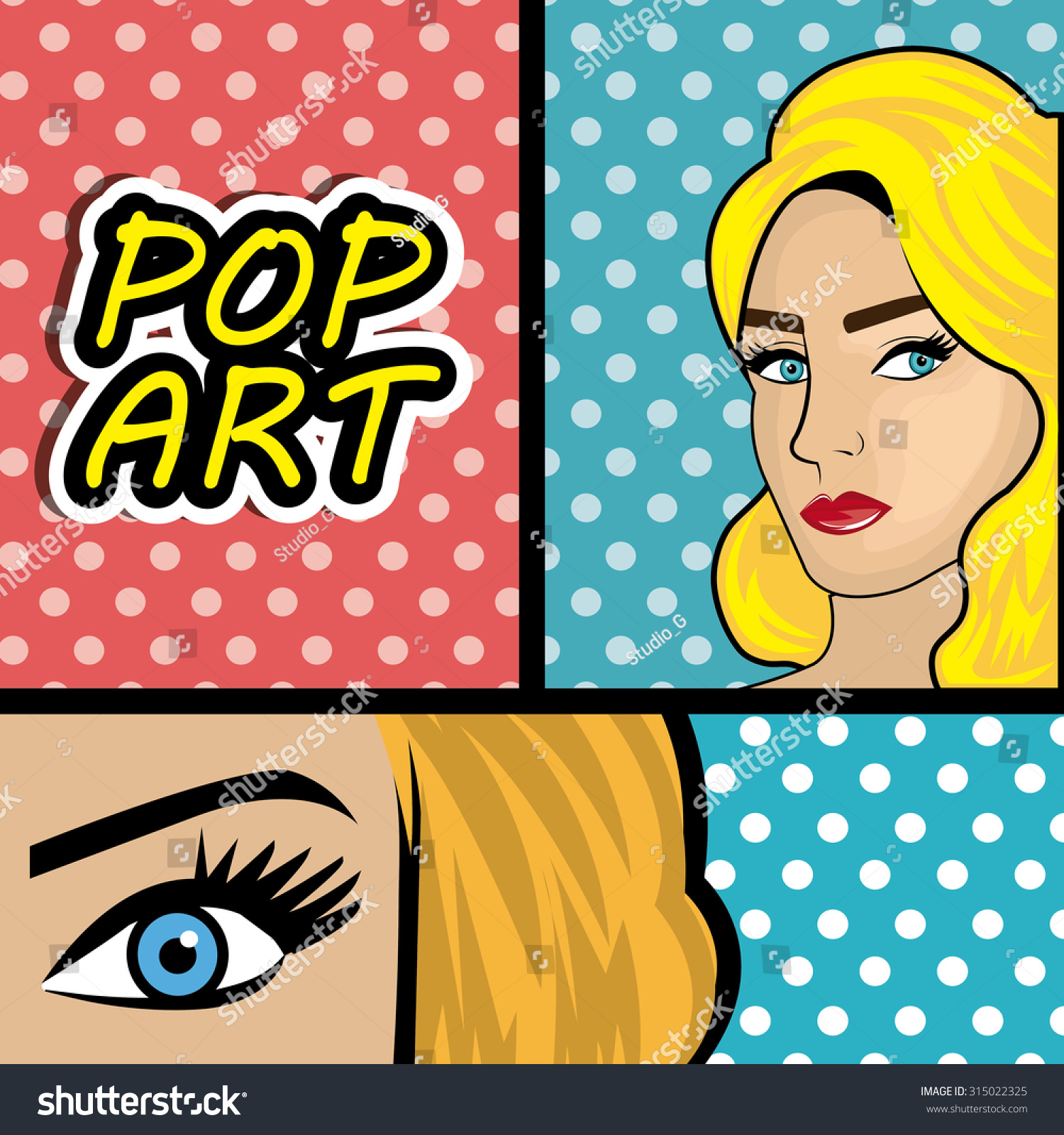 Womens Pop Art Cartoons Graphics Vector Vector De Stock Libre De Regalías 315022325