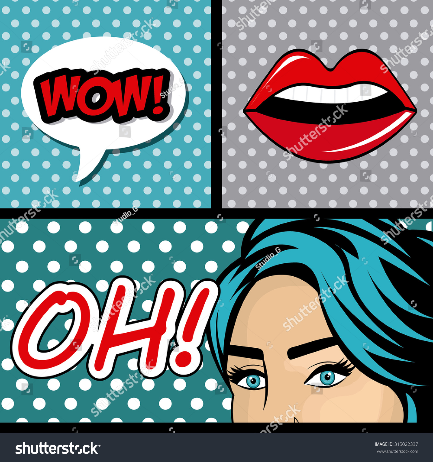 Womens Pop Art Cartoons Graphics Vector Stock Vector Royalty Free 315022337