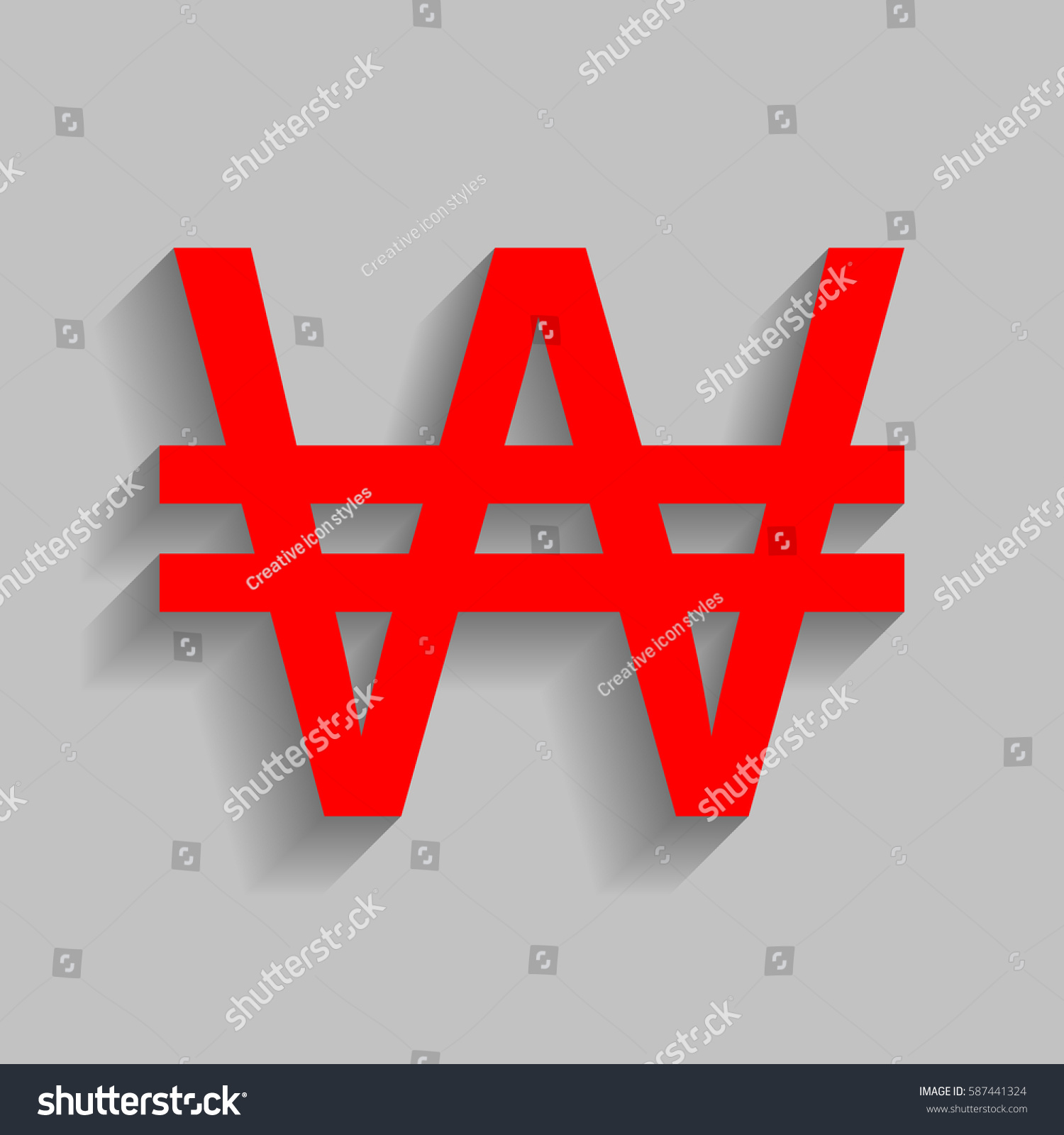 Won Sign Vector Red Icon Soft Stock Vector (Royalty Free) 587441324 ...