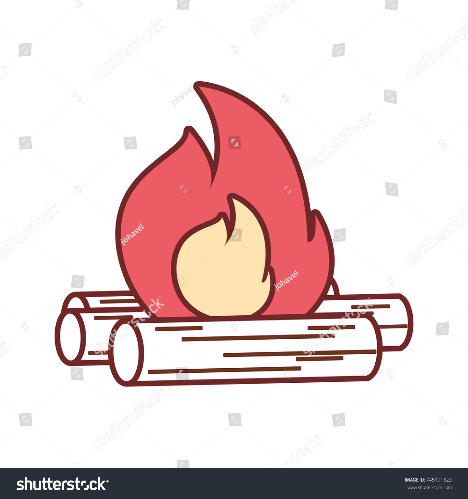 Wood Fire Vector Illustration Stock Vector (Royalty Free) 745191823 ...
