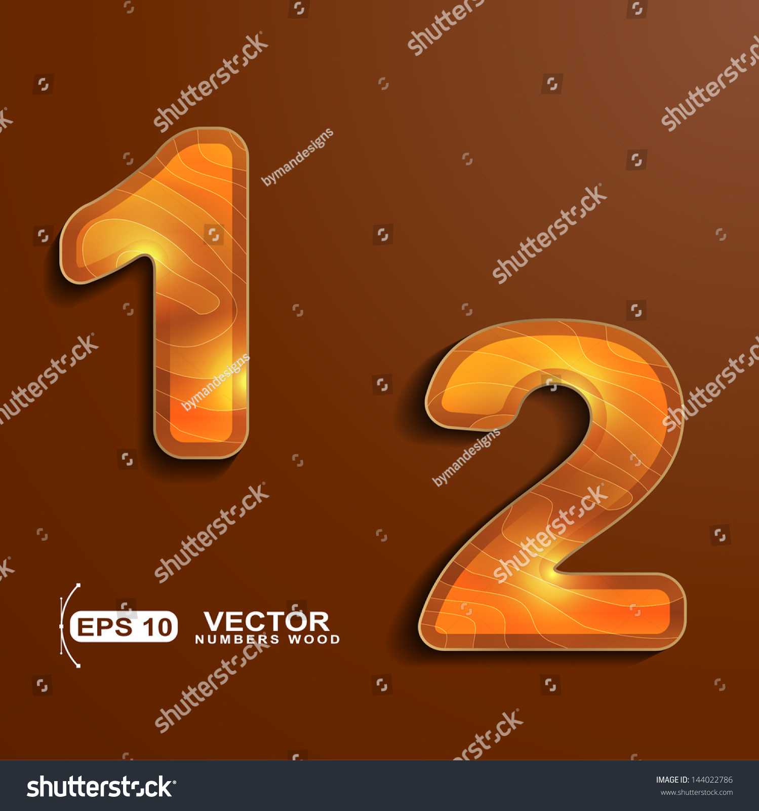 Wood Texture Numbers 1 2: vector de stock (libre de regalías) 144022786 ...