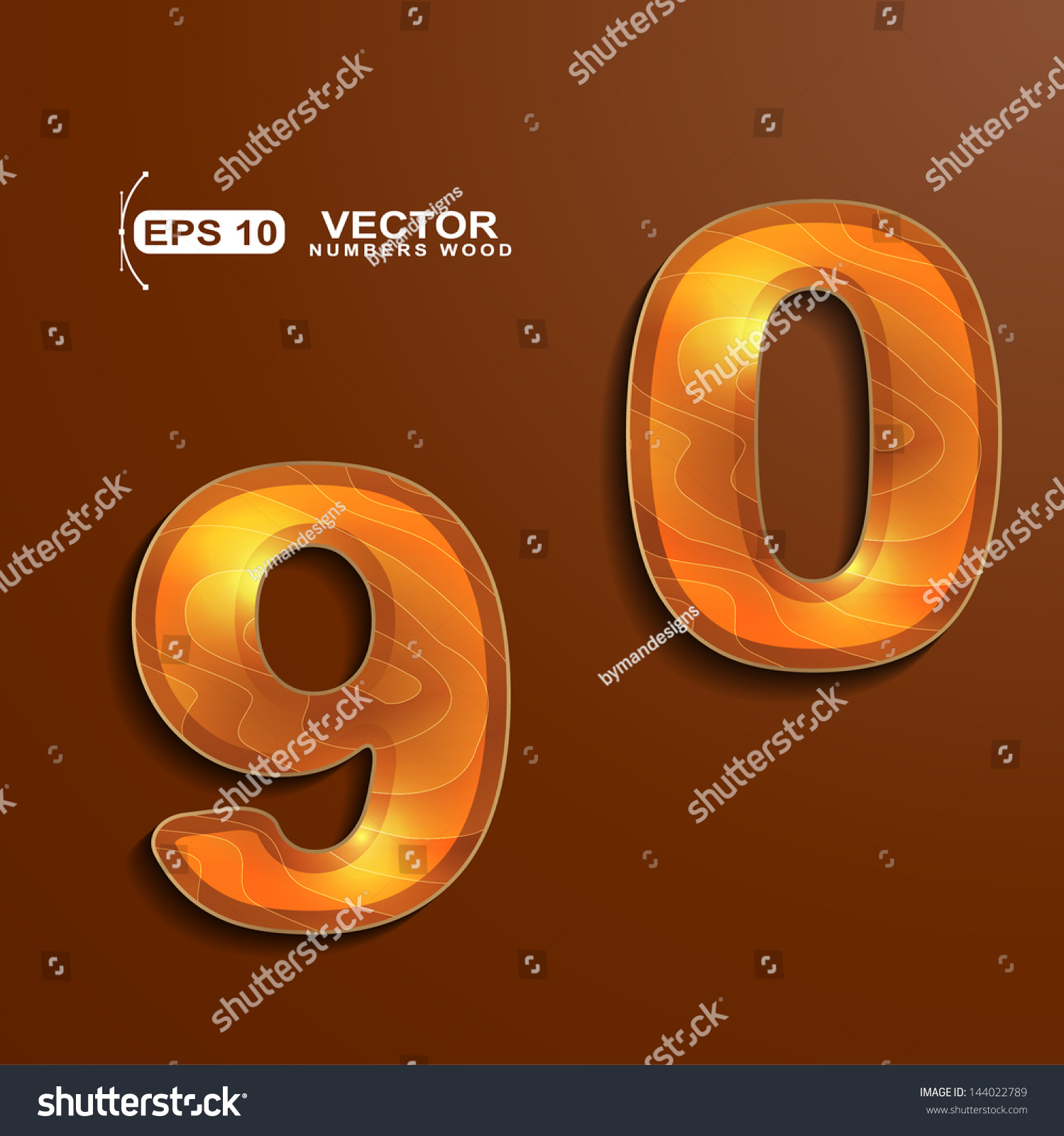 Wood Texture Numbers 9 0 Stock Vector (Royalty Free) 144022789 ...