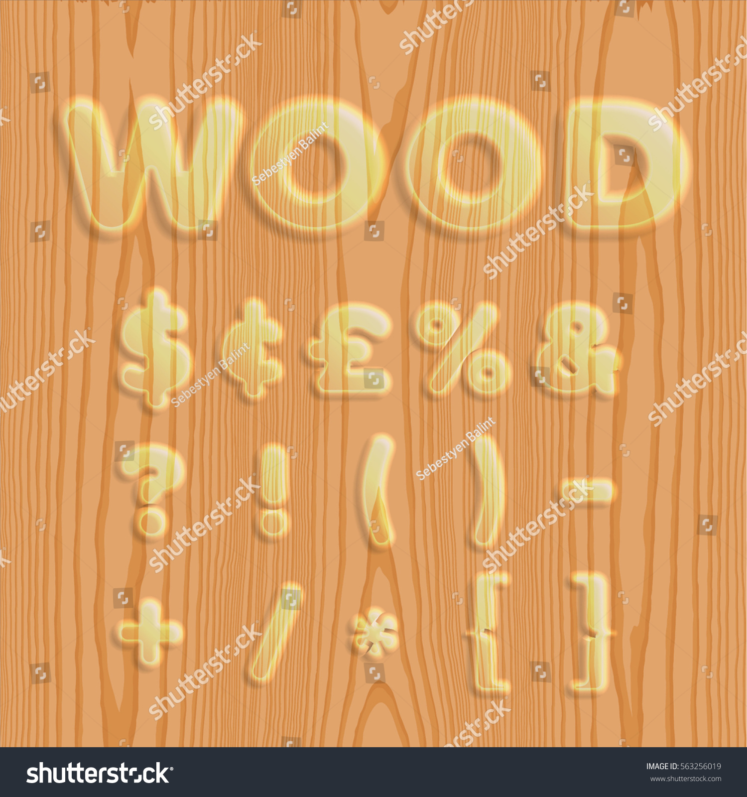 Wood Texturized Font Set Vector Illustration Stock Vector (Royalty Free ...