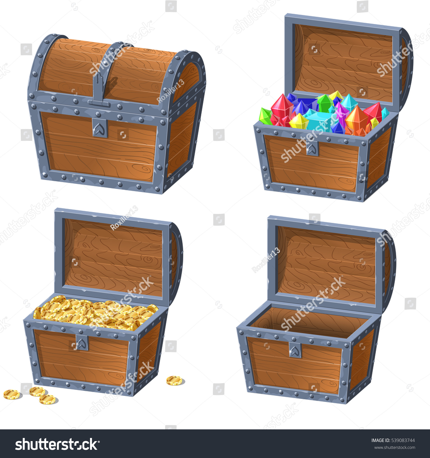 Wooden Chest Set Stock Vector (Royalty Free) 539083744